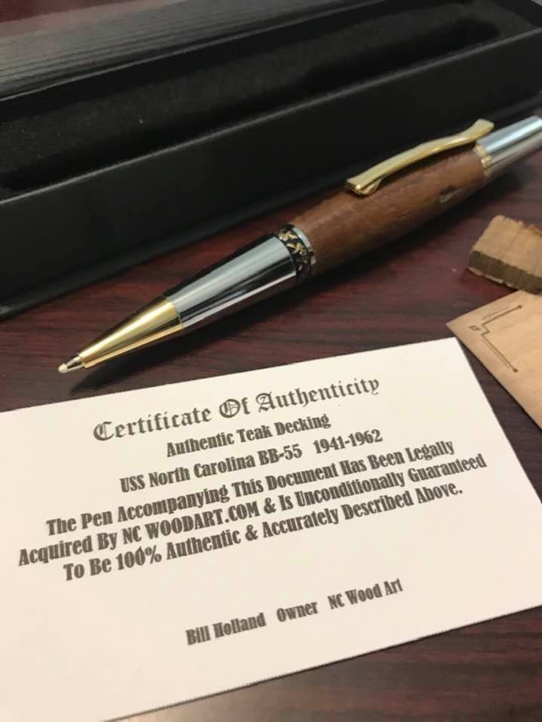 USS North Carolina Battleship Pen BB-55 Original Teak Decking With COA ...