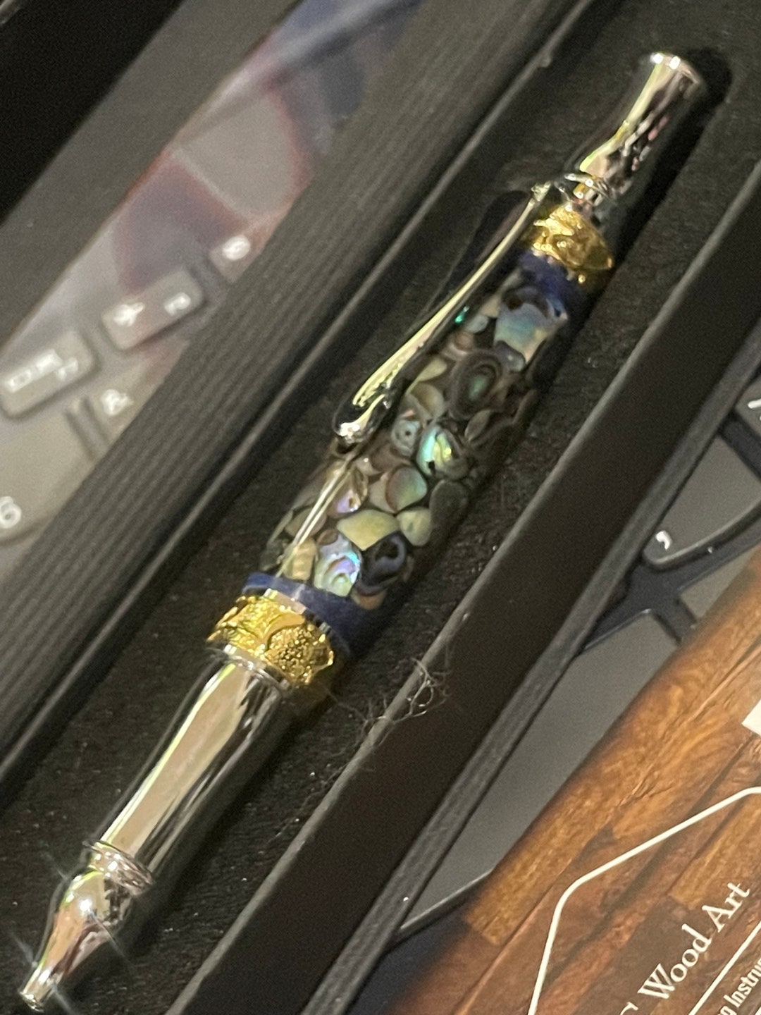 Real Abalone Shell Resin Embedded Ballpoint Pen With Gold and Chrome ...