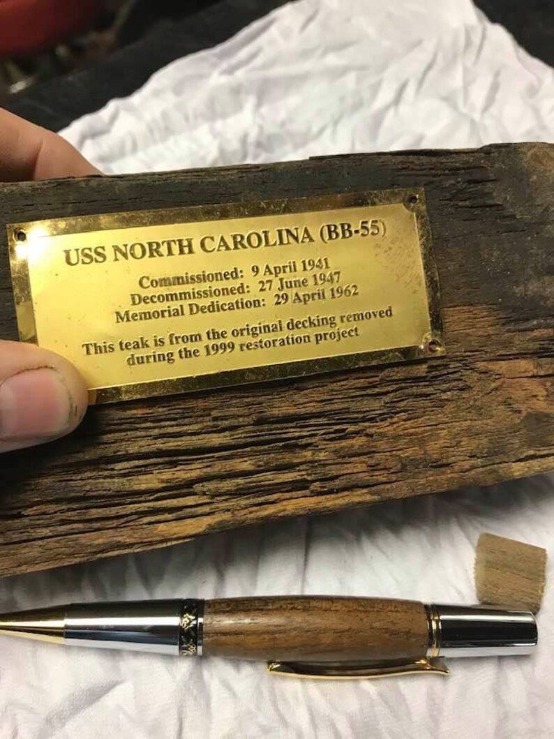 USS North Carolina Battleship Pen BB-55 original Teak Decking | Etsy