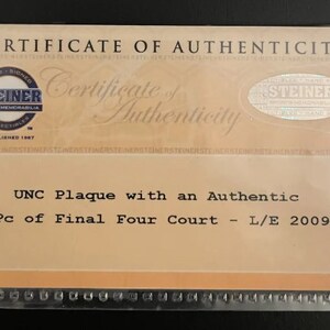 2009 UNC Championship Authentic Game Used Floor Court Plaque With COA ...