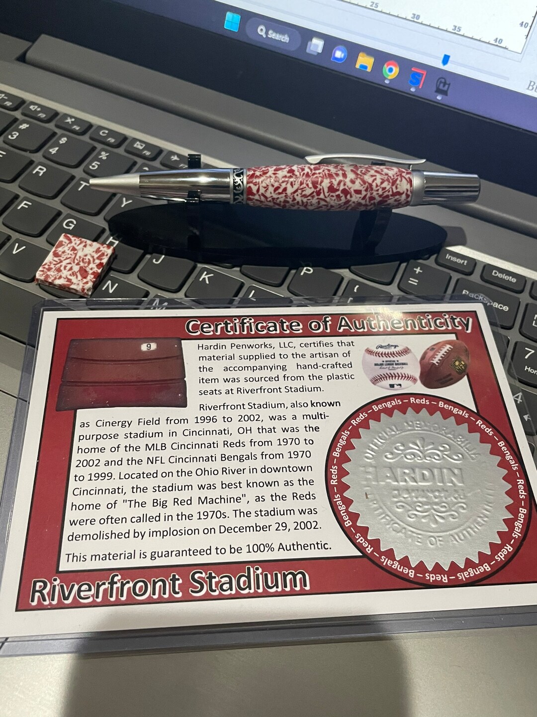 Cincinnati Reds Riverfront Stadium Plastic Seat Ballpoint Pen Custom ...