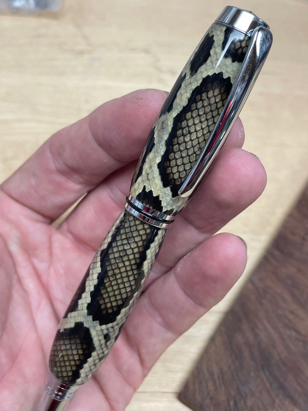 Genuine Burmese Python Snake Skin Rollerball Pen With Chrome Plated ...