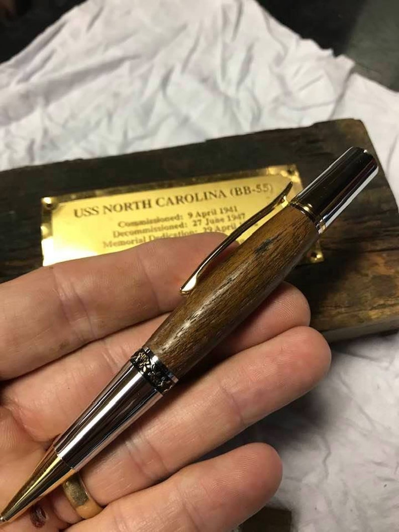 USS North Carolina Battleship Pen BB-55 original Teak Decking | Etsy