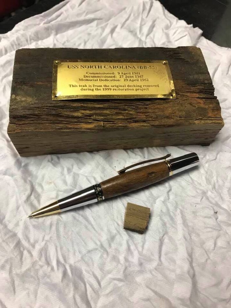 USS North Carolina Battleship Pen BB-55 original Teak Decking | Etsy