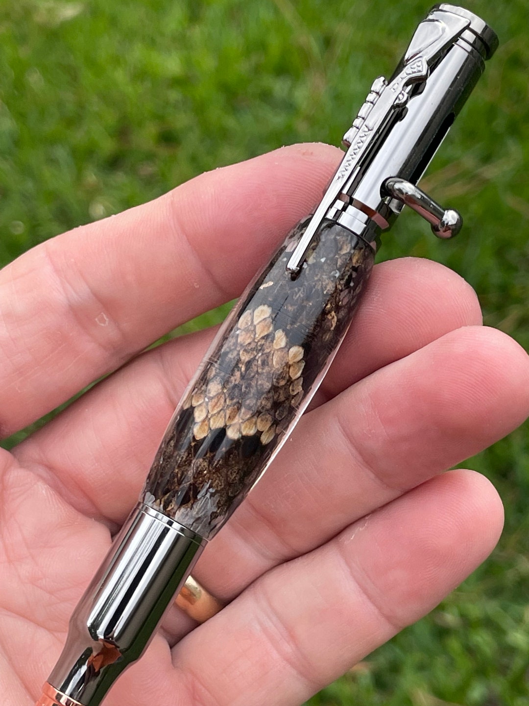 Genuine Cottonmouth Water Moccasin Snake Skin Gun Metal Bolt Action 30 ...