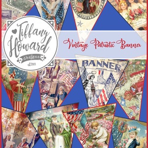4th of July Vintage Patriotic Banner Bundle Printable Holiday Bunting ...