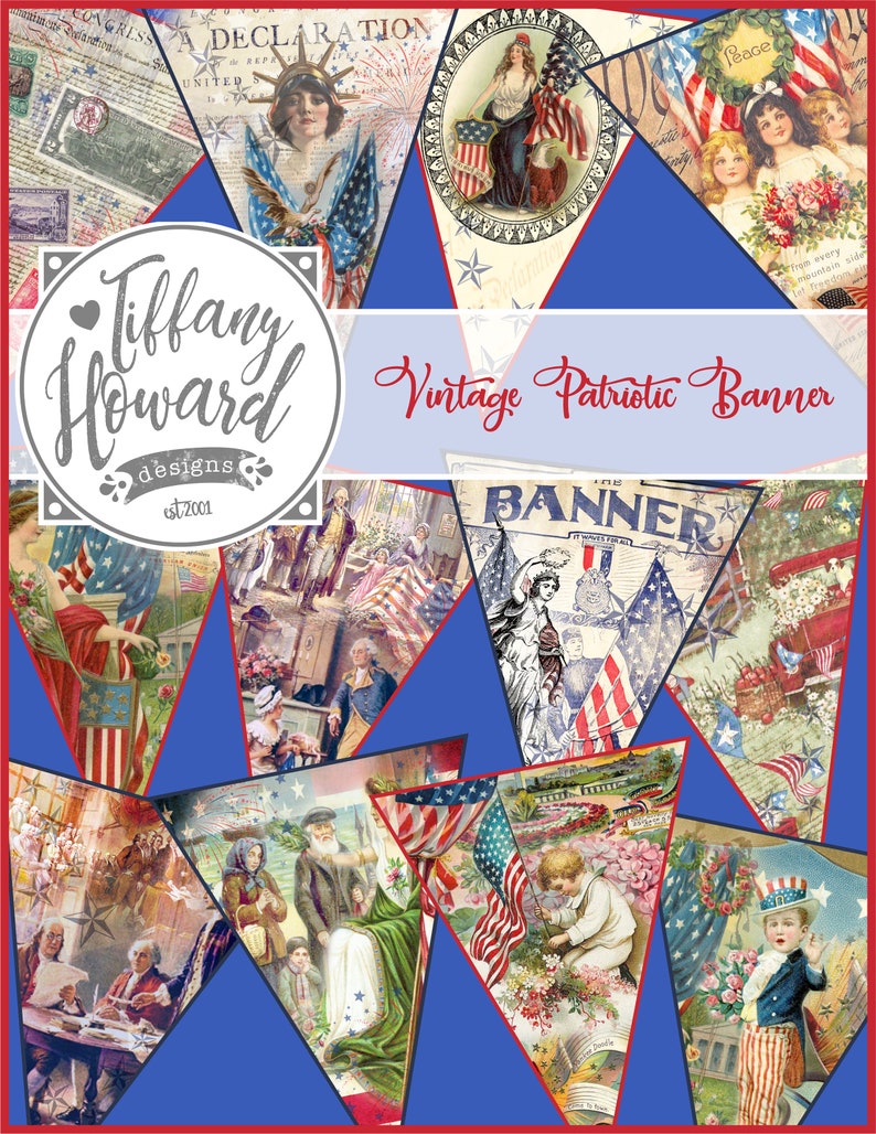 4th of July Vintage Patriotic Banner Bundle Printable - Etsy