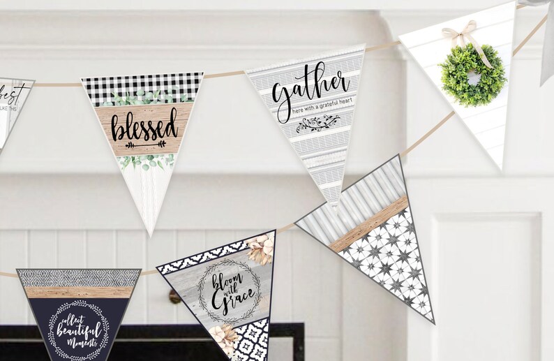 Modern Farmhouse Banner Printable Rustic Buffalo Plaid - Etsy