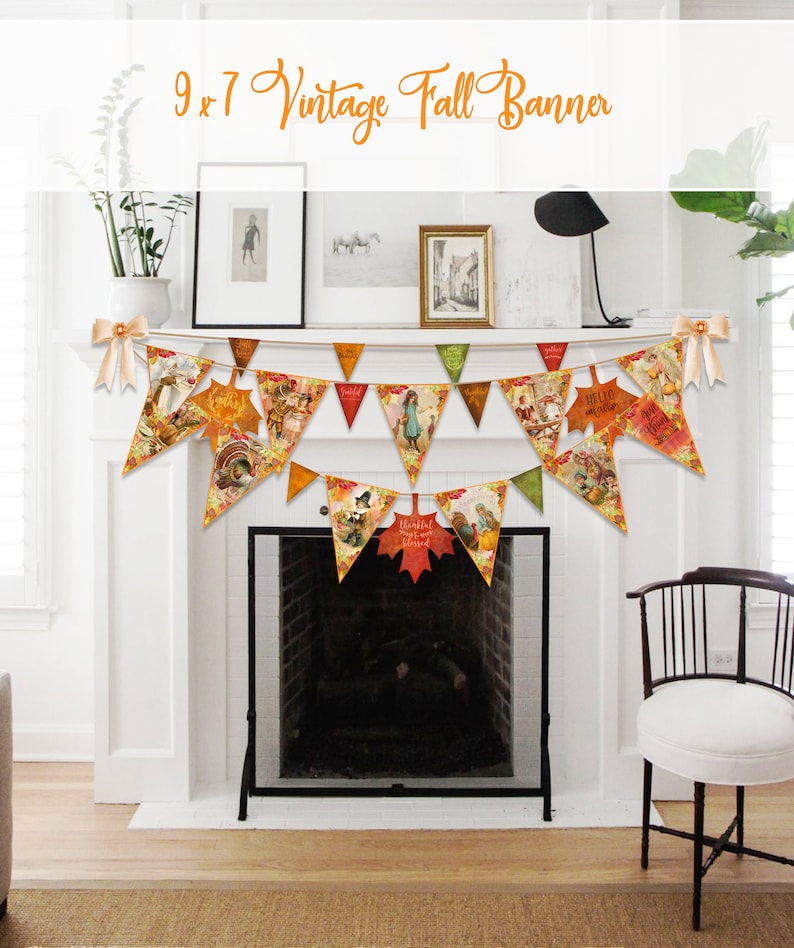 Vintage Fall Banner Bundle Printable | Holiday Banner | Holiday Bunting ...
