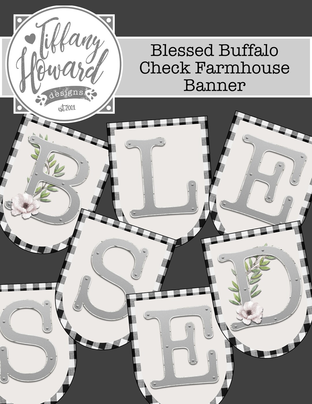 Blessed Buffalo Check Farmhouse Banner Printable | Rustic Farmhouse ...