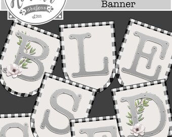 Modern Farmhouse Banner Printable | Rustic Buffalo Plaid Farmhouse ...