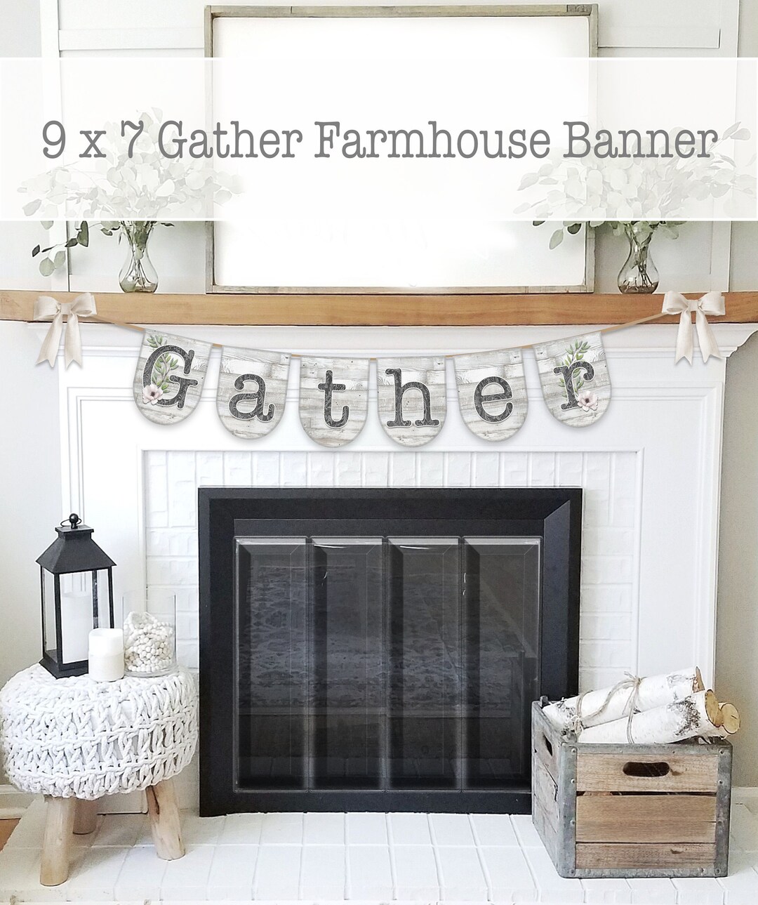Gather Lace Farmhouse Banner Printable Rustic Farmhouse - Etsy