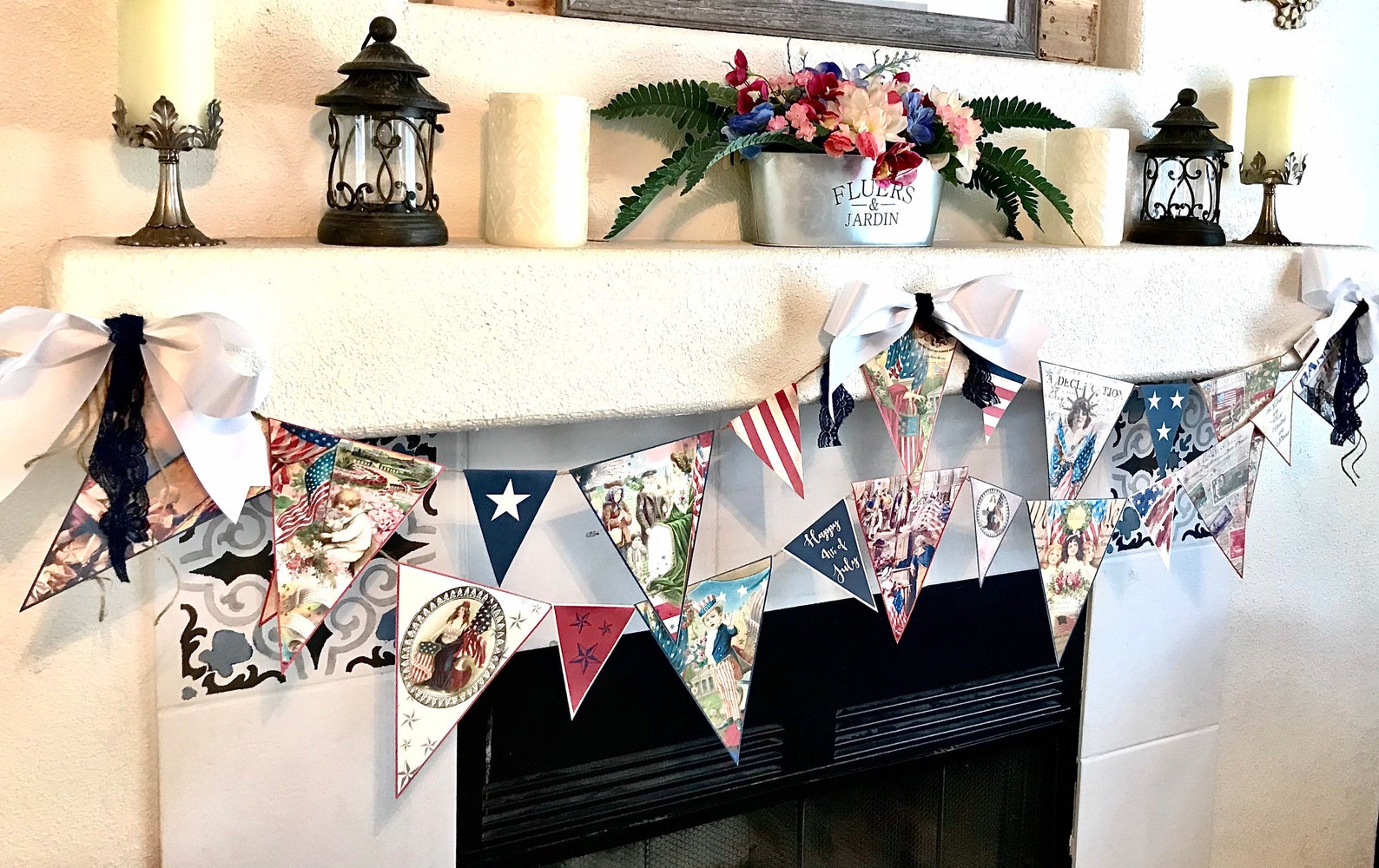4th of July Vintage Patriotic Banner Bundle Printable | Holiday Bunting ...