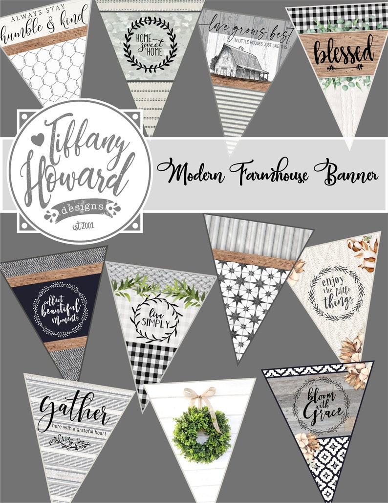 Modern Farmhouse Banner Printable | Rustic Buffalo Plaid Farmhouse ...