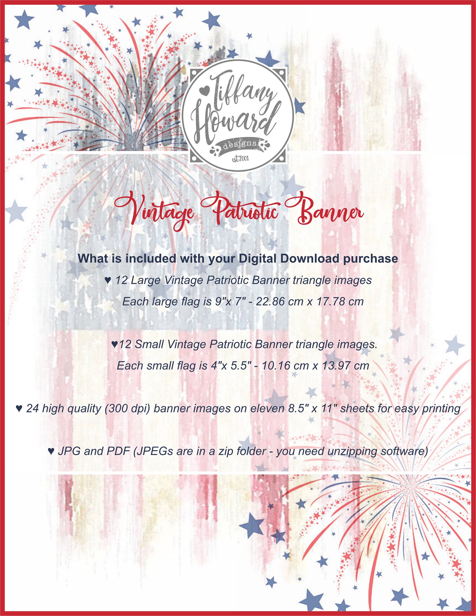 4th of July Vintage Patriotic Banner Bundle Printable - Etsy