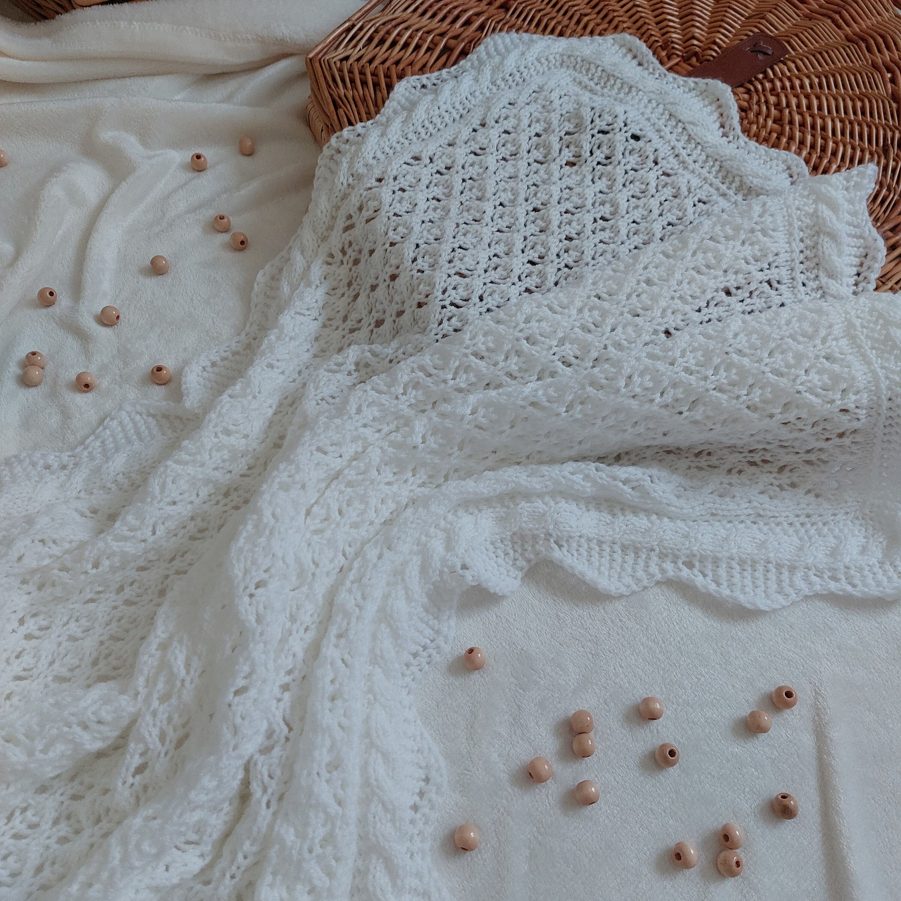 Knitted Baby Blanket Cot Blanket Lace Lightweight - Etsy