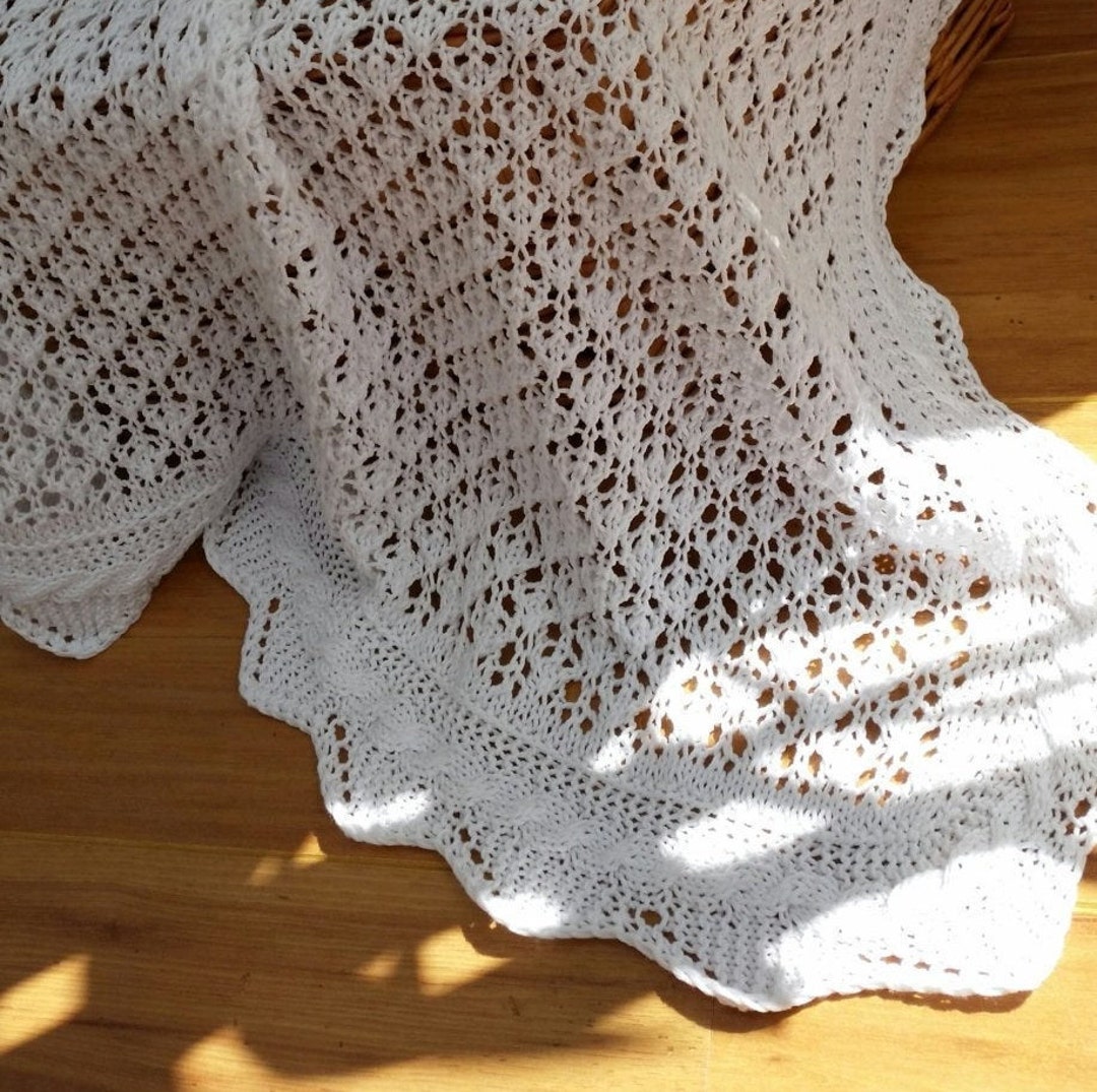 Knitted Baby Blanket, Cot Blanket, Lace, Lightweight - Etsy