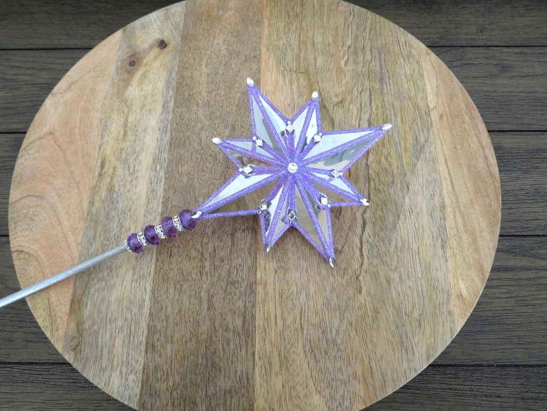 17" Purple Mirrored Star Wand - Etsy