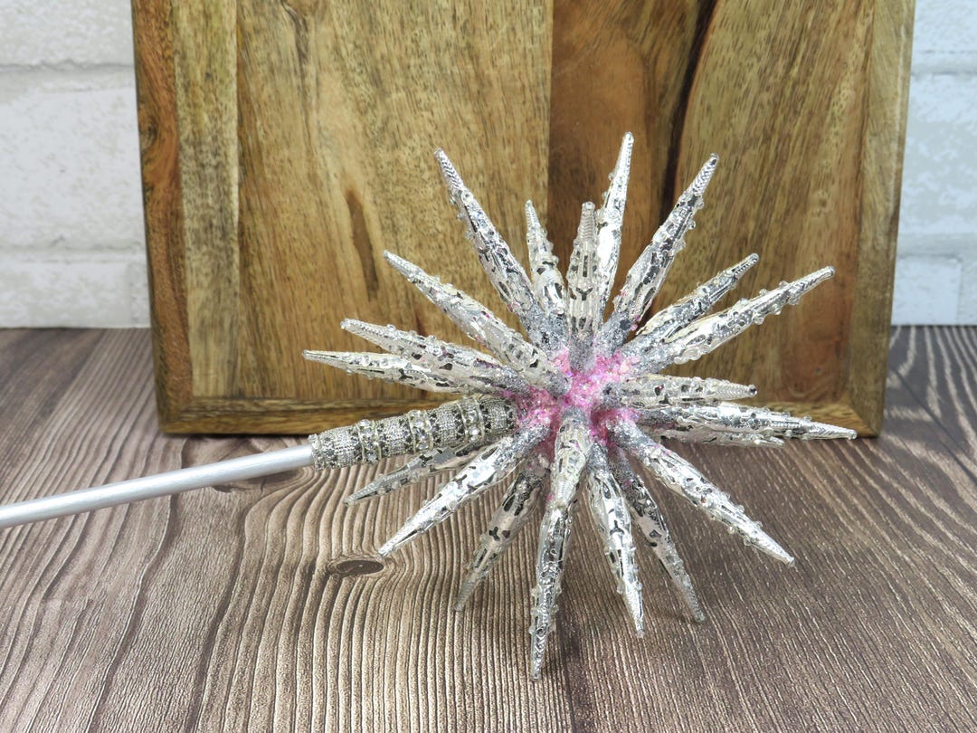 20" Silver and Pink Starburst Wand With Crystal Rhinestones - Etsy