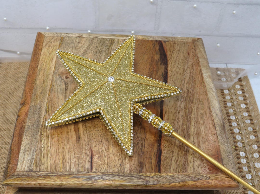 19" Gold Star Wand With Clear Rhinestone Accents - Etsy