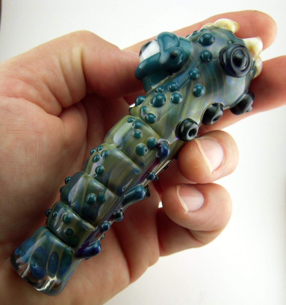 Boro glass creature chillum glass eye monster pipe death worm | Etsy