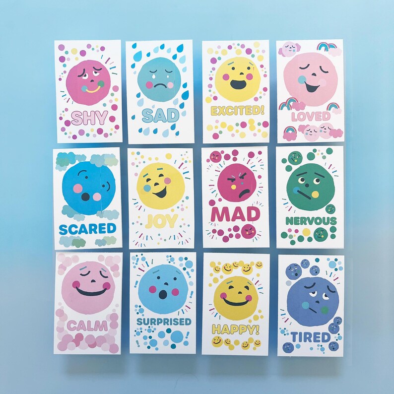 Feelings Flash Cards (white Background) 12 Feelings / Emotions Cards ...