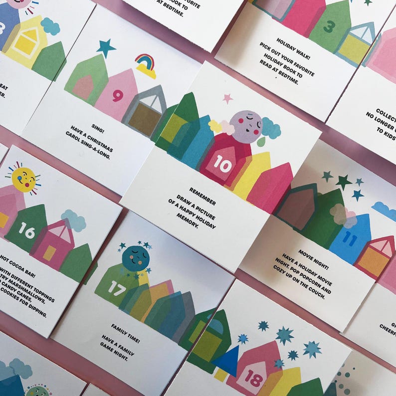 Advent Calendar Mural Cards Digital Printable / Christmas Calendar - Etsy