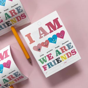Pencil Friendship Card Printable: Kids Valentine, Birthday Card (PDF ...
