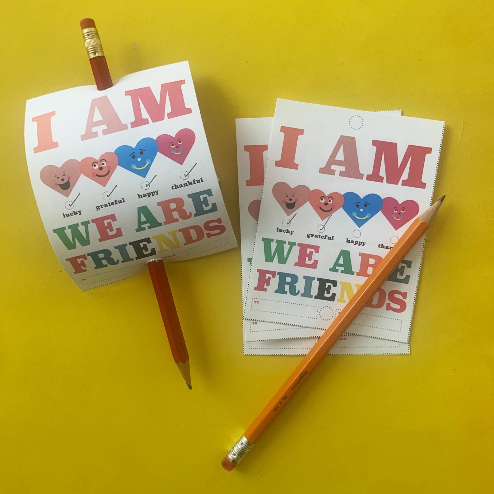 Pencil Friendship Card Printable | Etsy