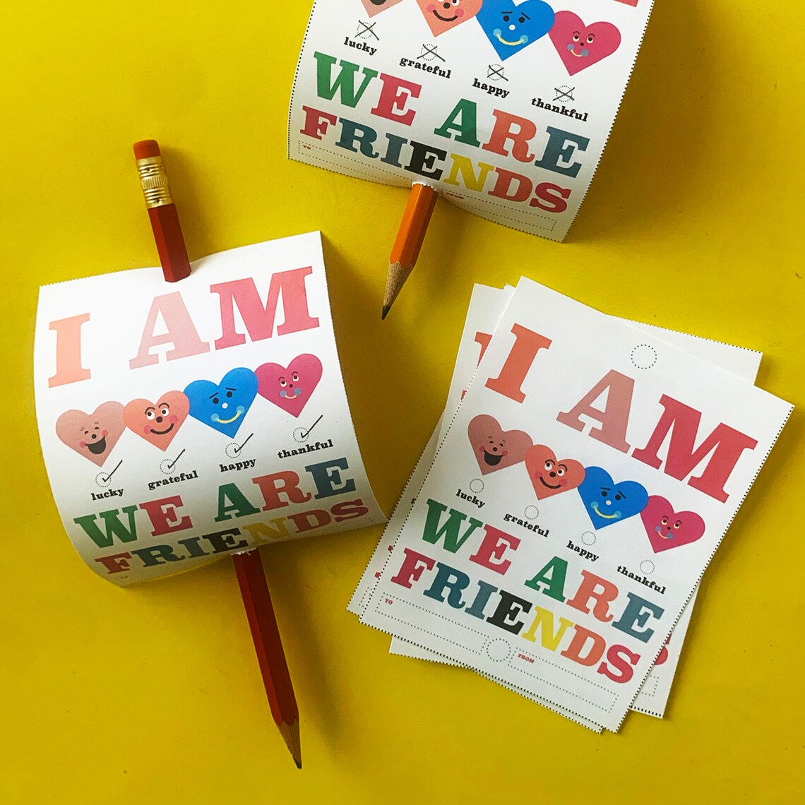 Pencil Friendship Card Printable | Etsy