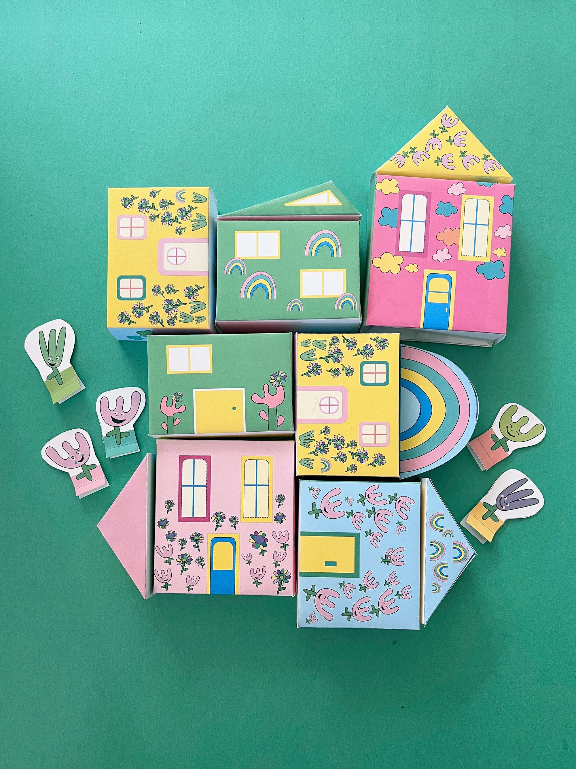 Springtime Stackable Paper Neighborhood Printable - Etsy