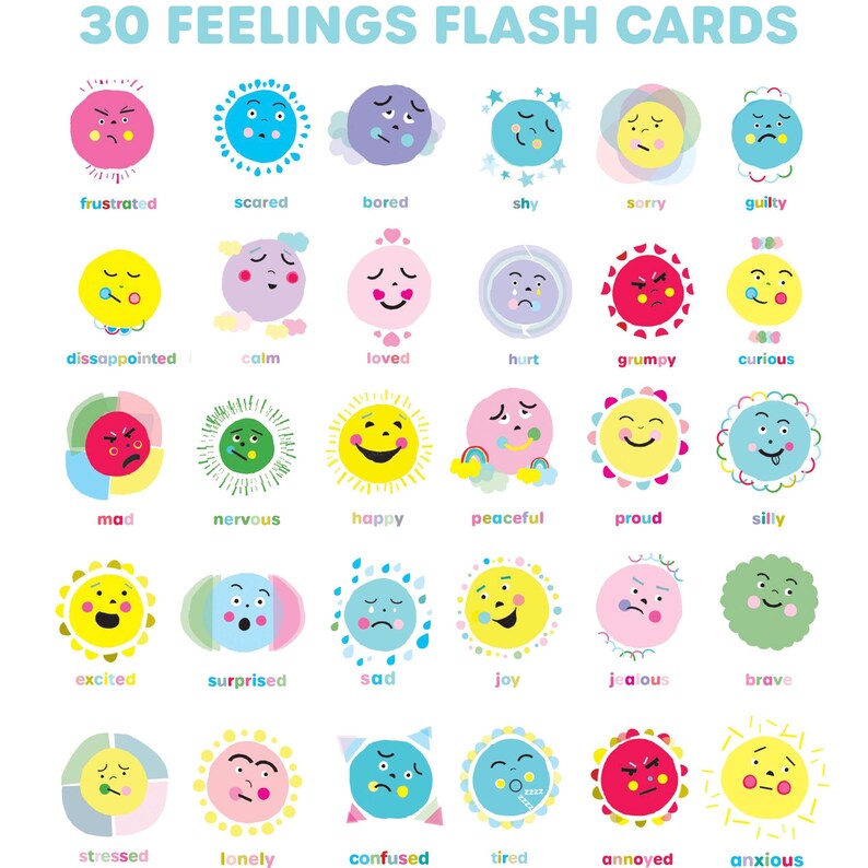 Feelings Flash Cards for Kids: Emotions Learning (digital Download) - Etsy