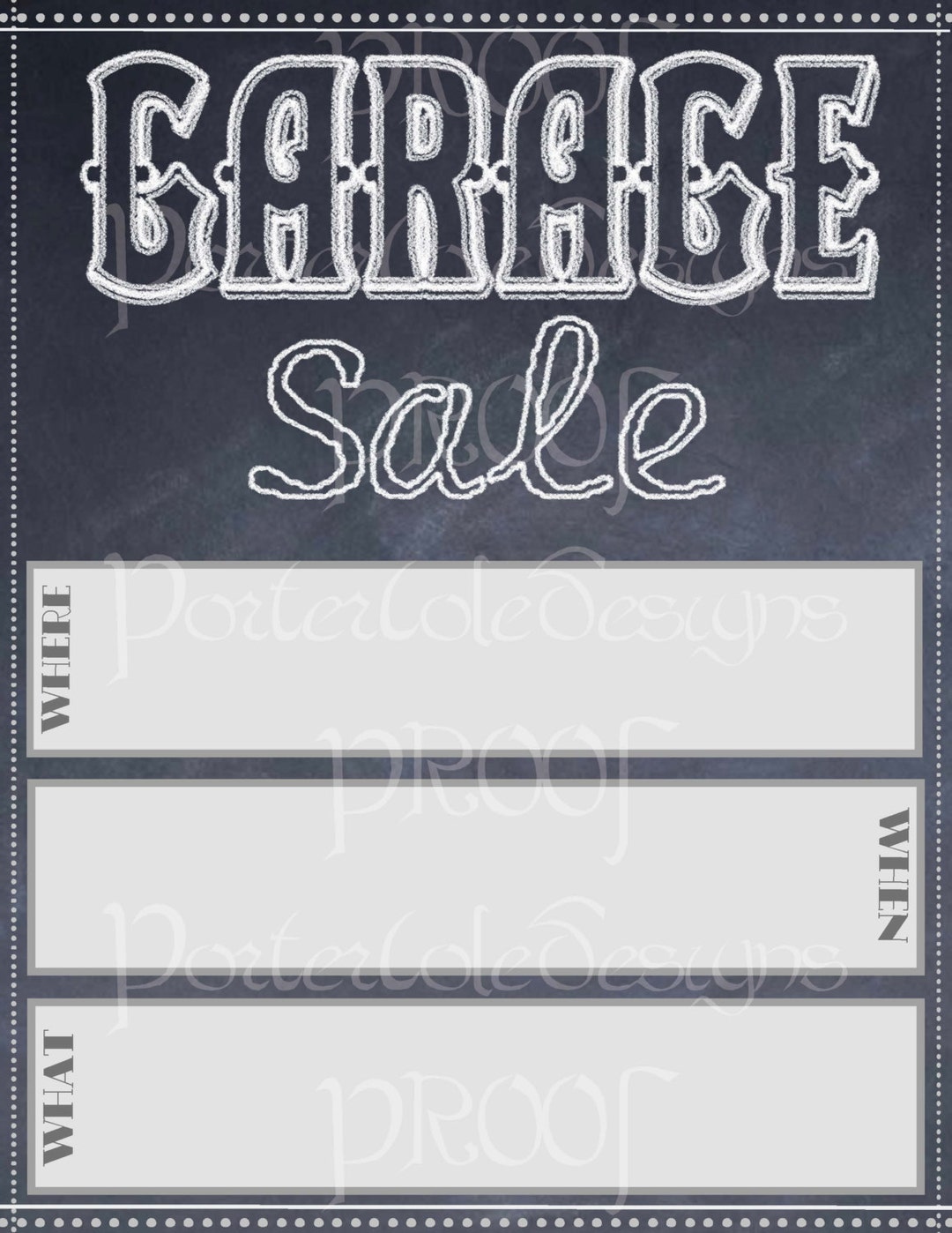 Chalkboard Garage Sale Flyer - Etsy