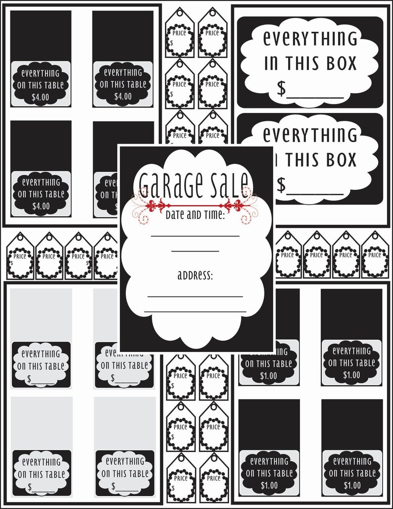 Garage, Estate, Yard, Moving Sale Complete Printable Kit - Etsy