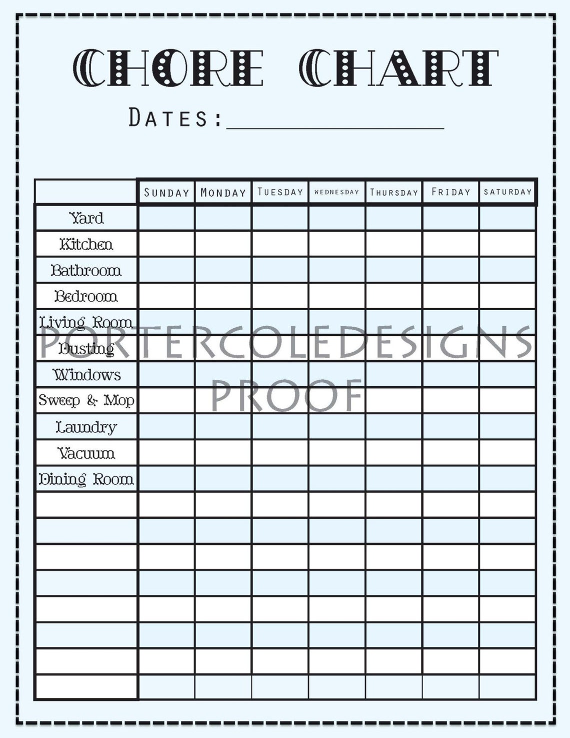 Chore Chart Blank for Kids - Etsy