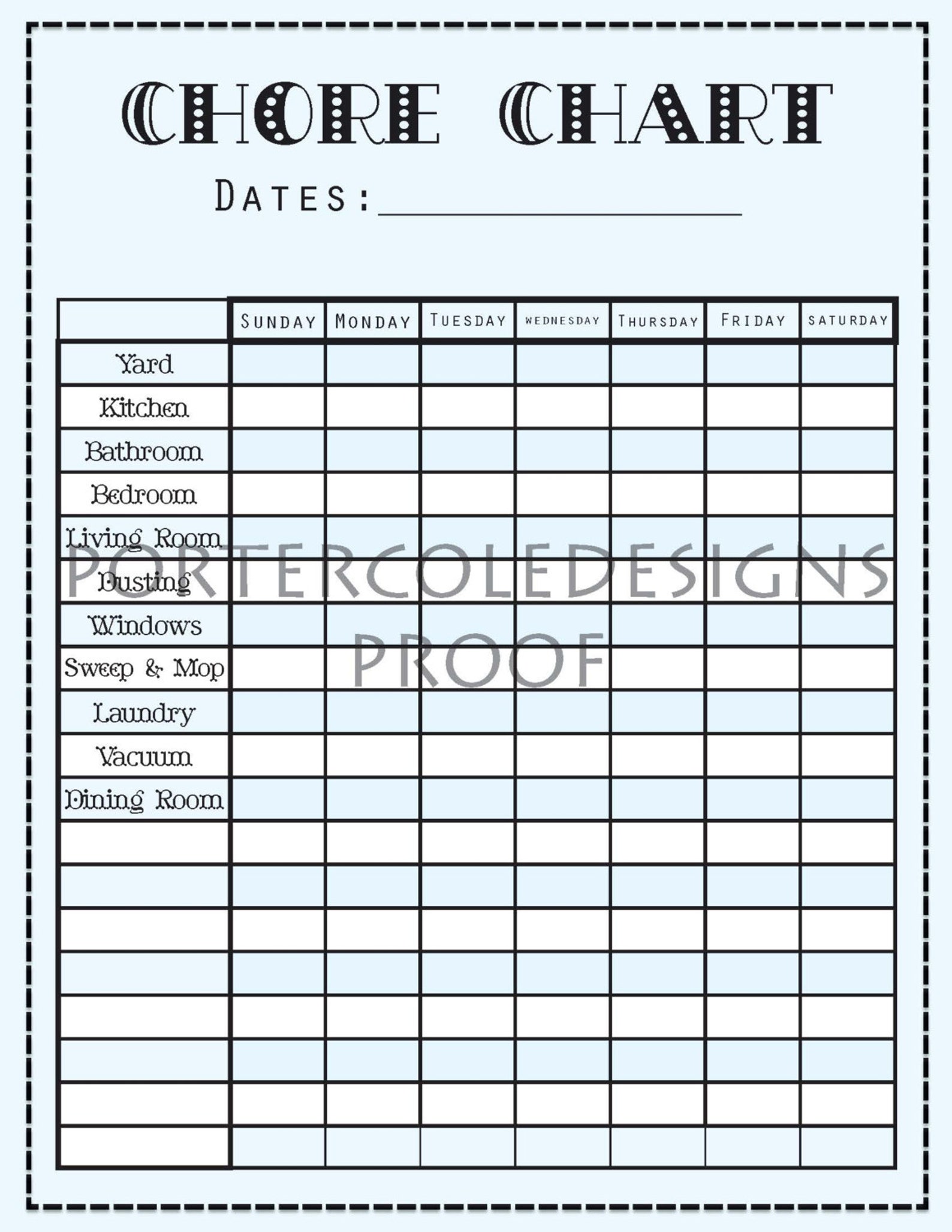 Chore Chart Blank for Kids - Etsy