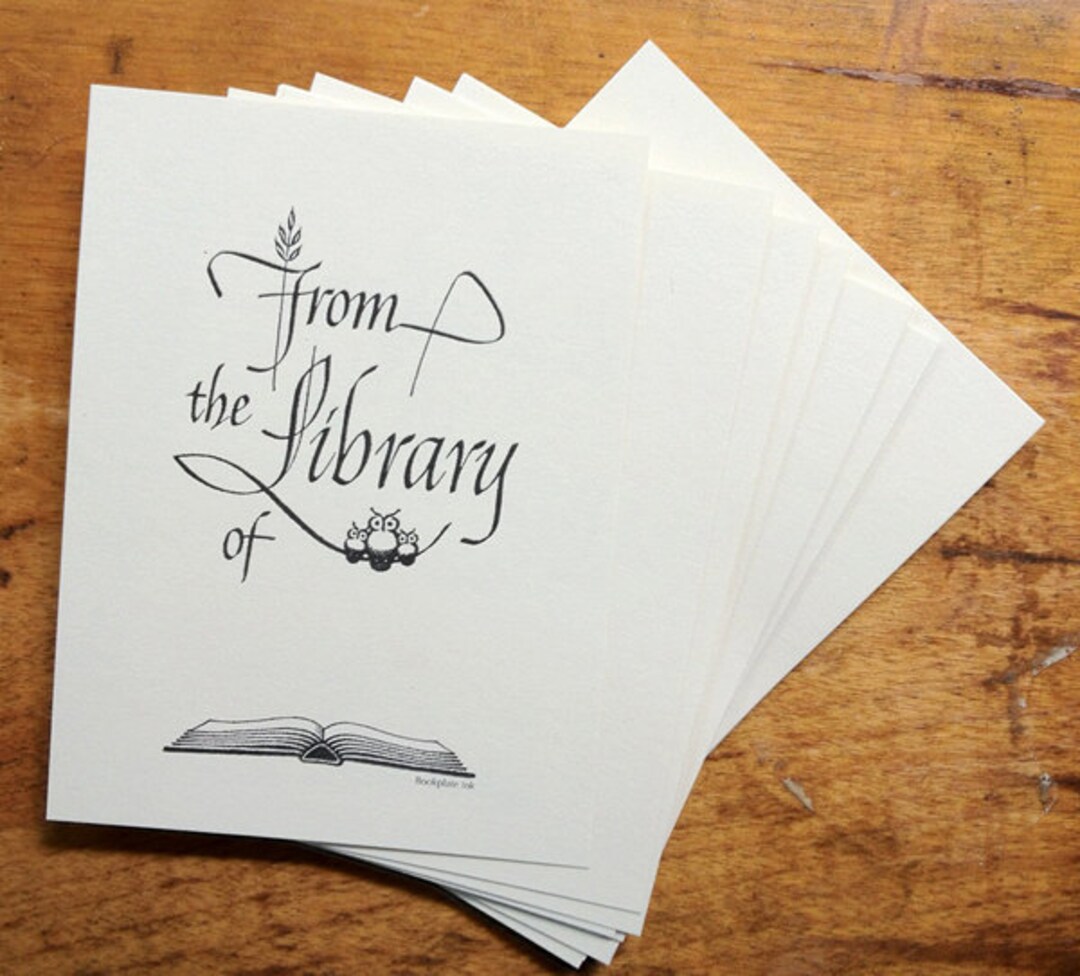 Three Owls and Open Book Bookplate - Etsy