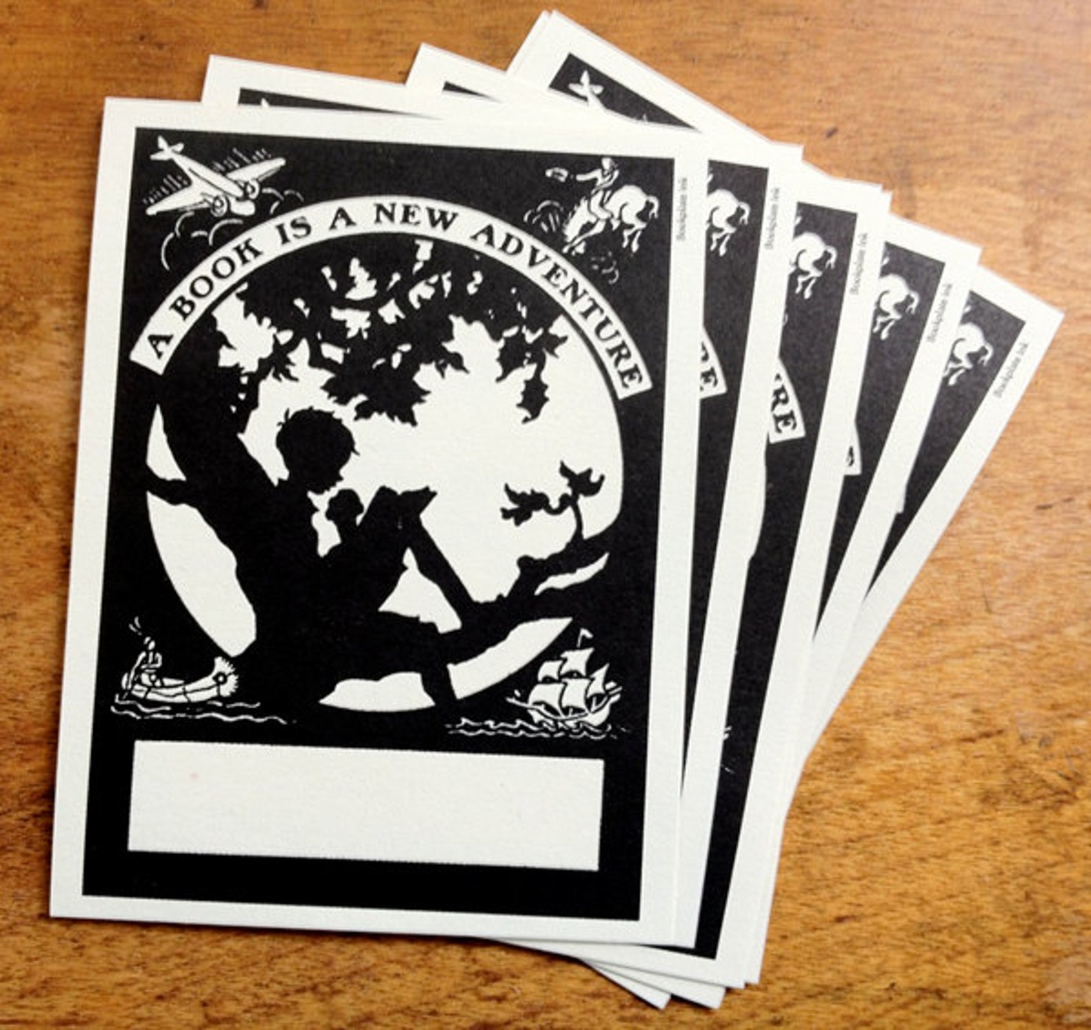 Boy Reading in Tree Bookplate - "a Book is A New Adventure" - Etsy