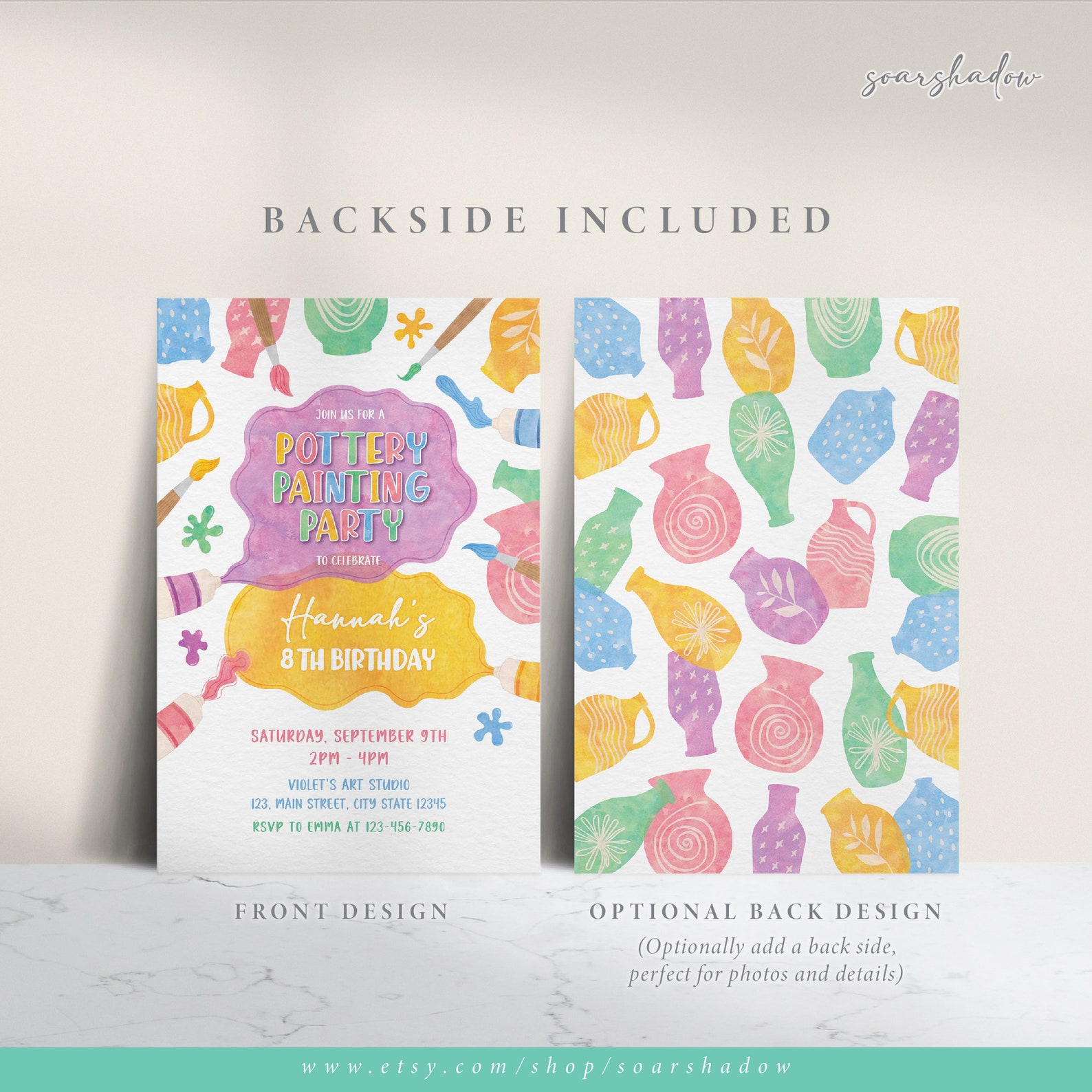 Pottery Painting Party Invitation Painting Birthday - Etsy