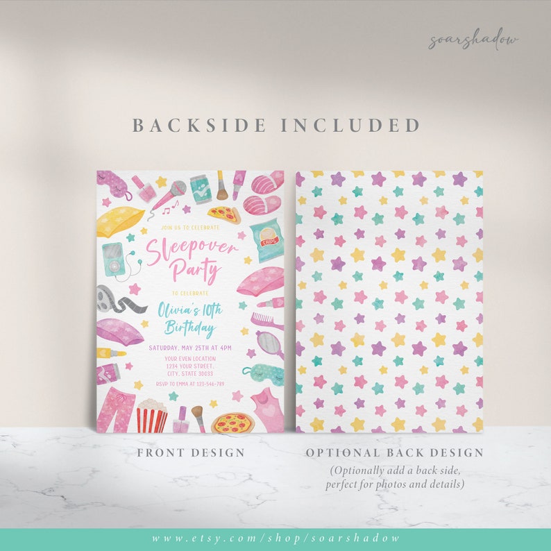 Sleepover Birthday Invitation Slumber Party Invites Pajamas Party