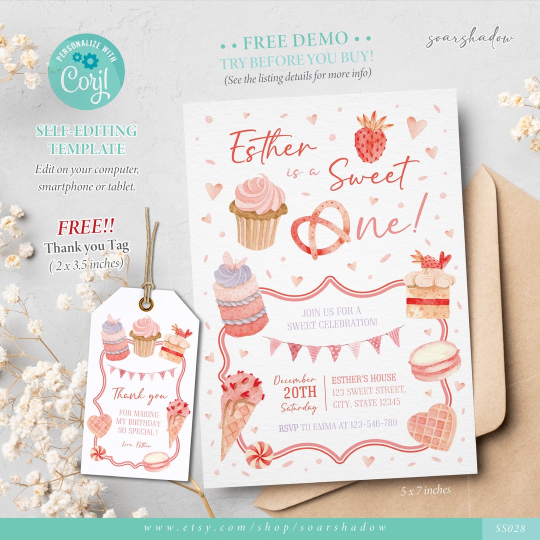 Cupcake Birthday Invitation, Sweet Party Invitation, Cupcake Invite ...