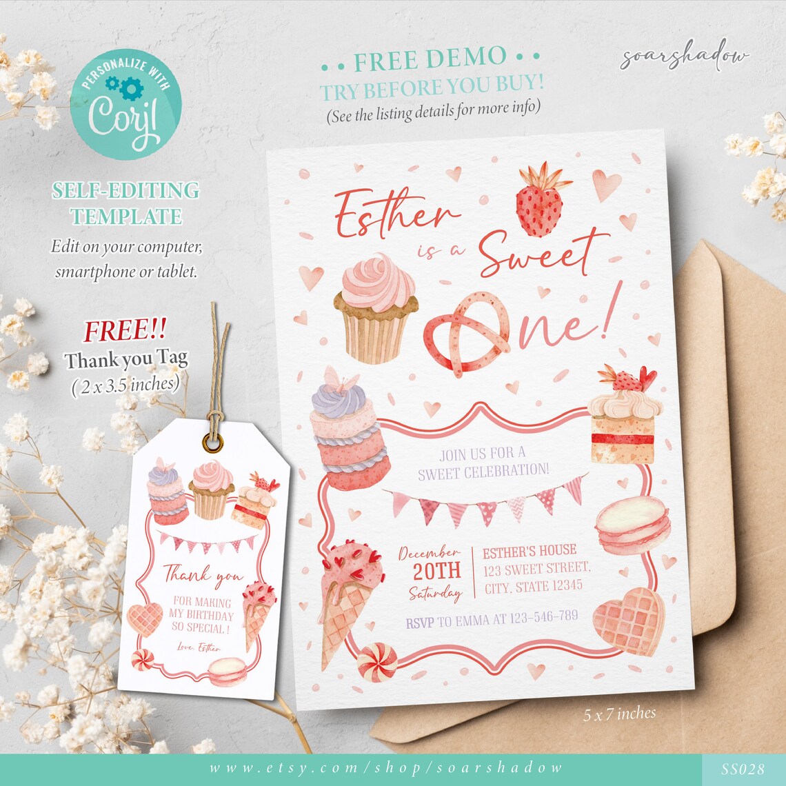 Cupcake Birthday Invitation Sweet Party Invitation Cupcake - Etsy
