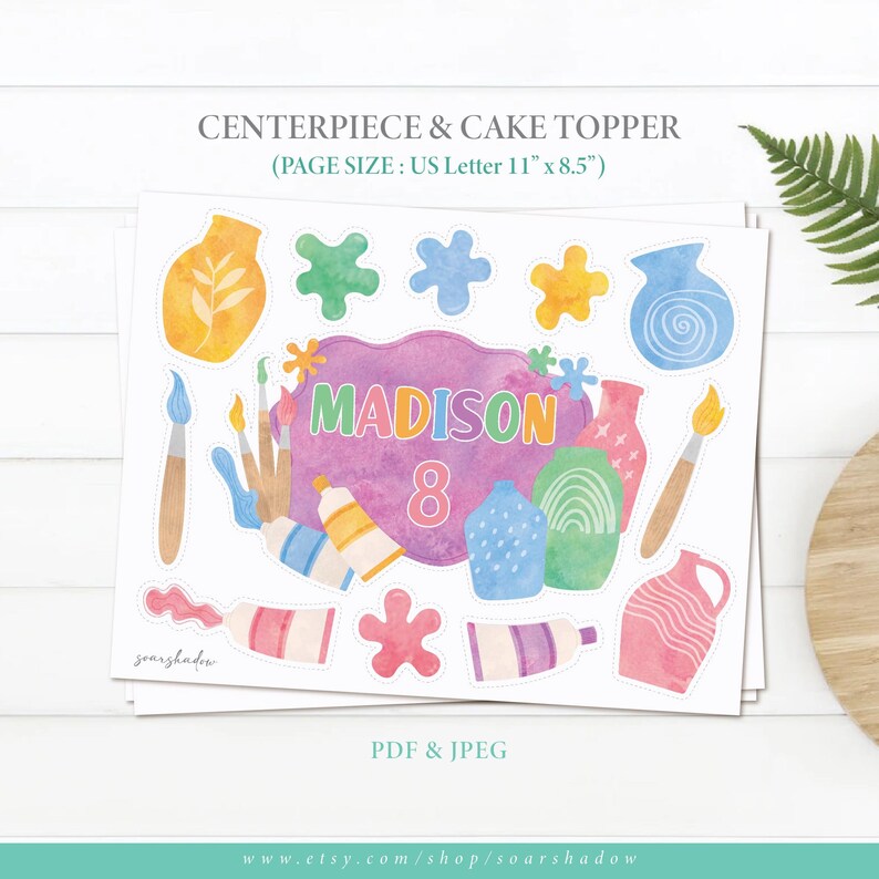 Pottery Painting Cake Centerpiece, Painting Party Cake Topper, Art ...