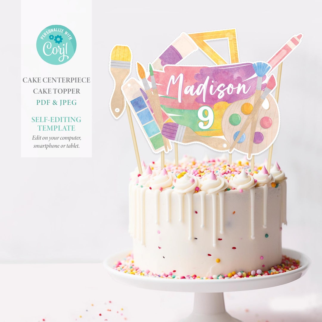 Art Party Cake Centerpiece, Painting Party Cake Topper, Art Printable ...