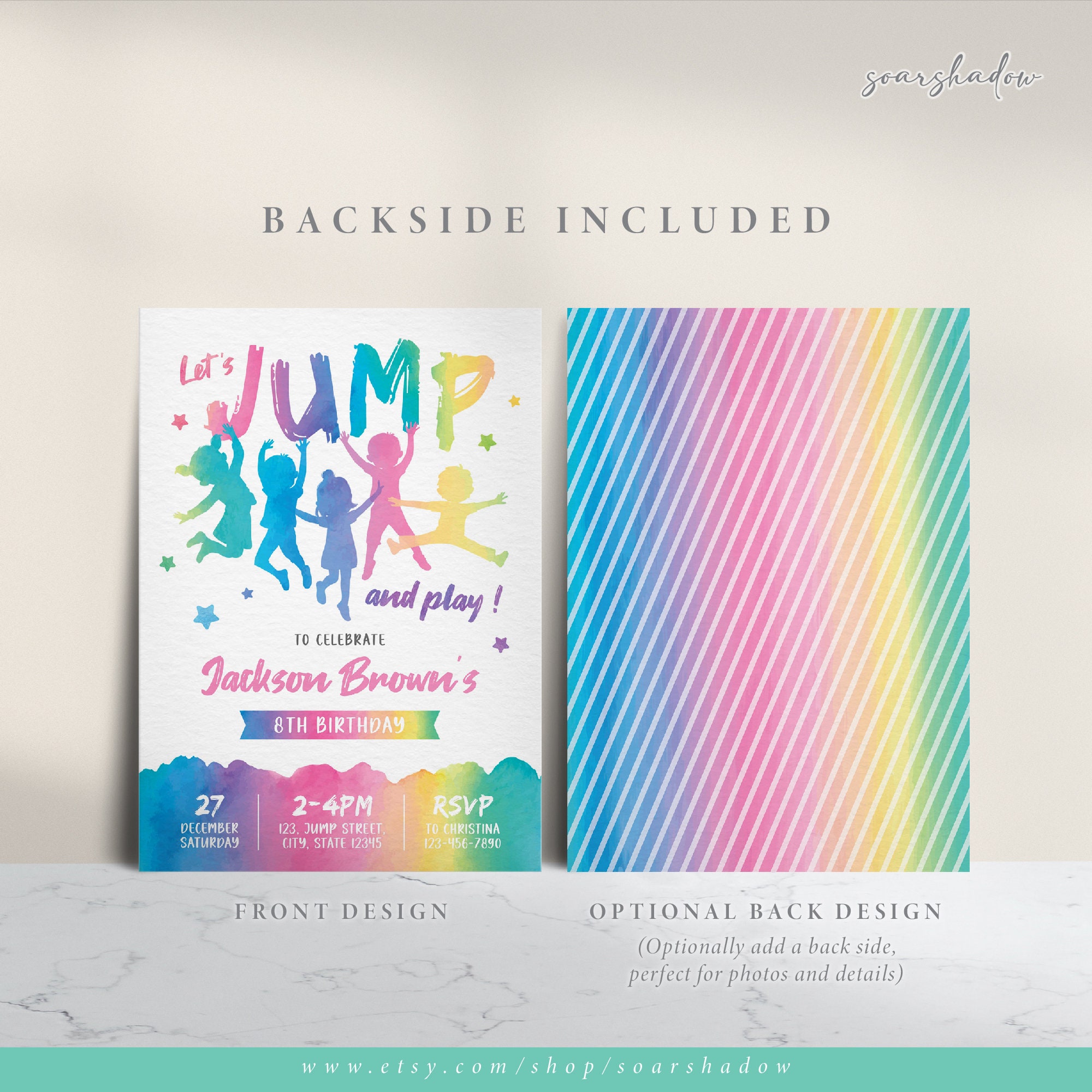 Jump Birthday Invitation, Jump Party, Trampoline Party, Bounce House ...