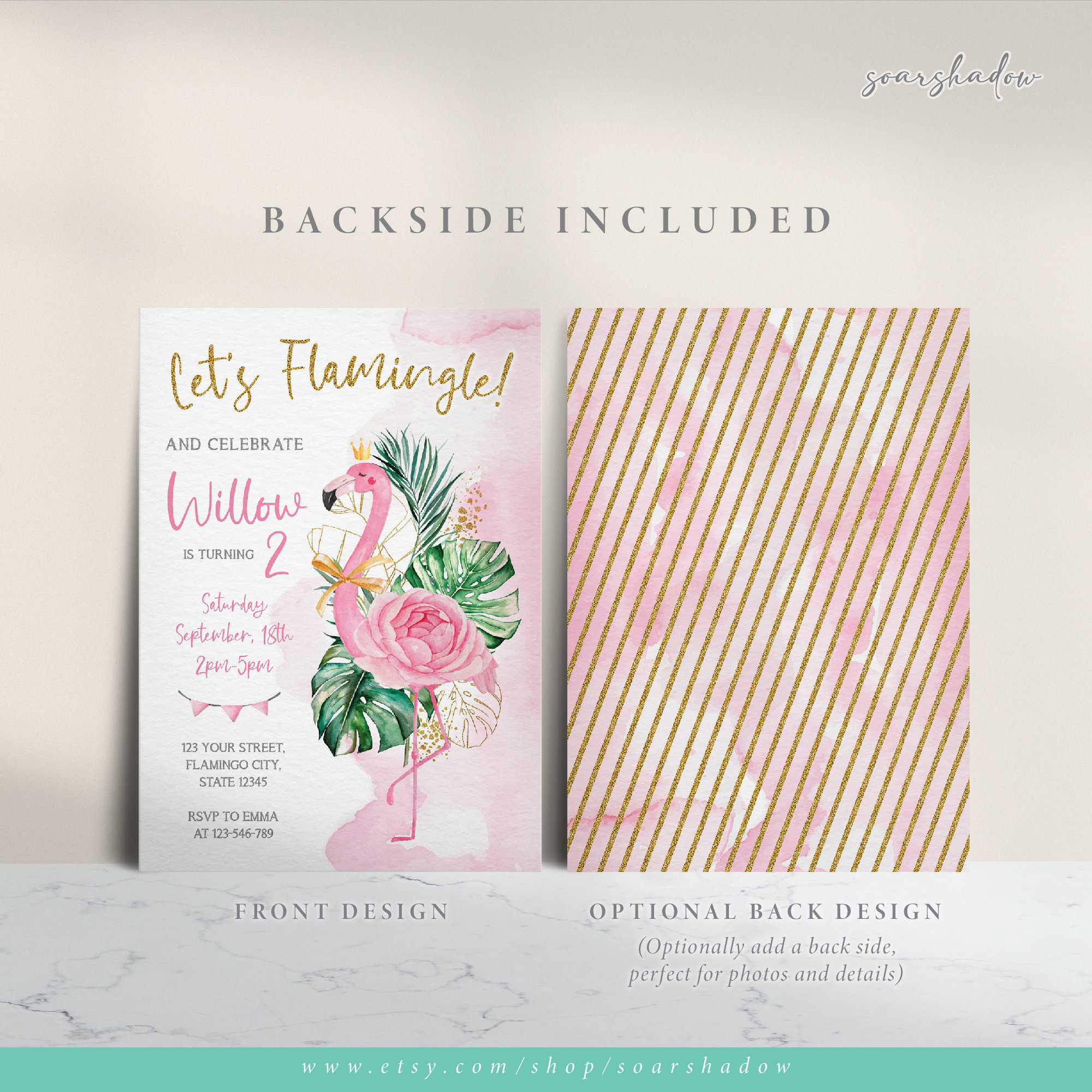 Flamingo Birthday Invitation, Let's Flamingle Party Invitation ...