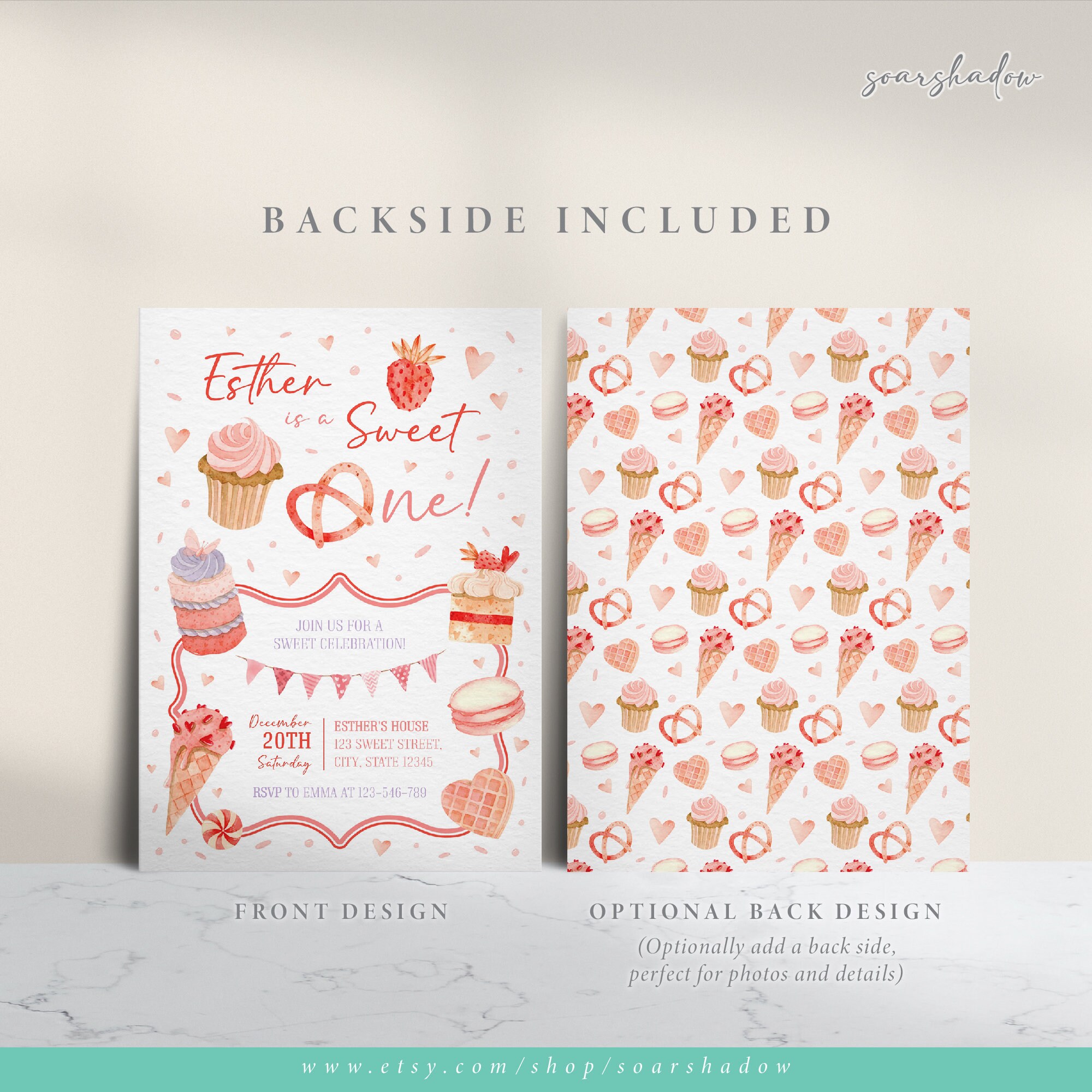 Cupcake Birthday Invitation, Sweet Party Invitation, Cupcake Invite ...