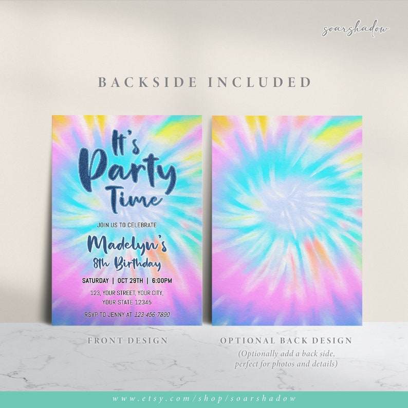 Tie Dye Birthday Invitation Tie Dye Party Invitation - Etsy