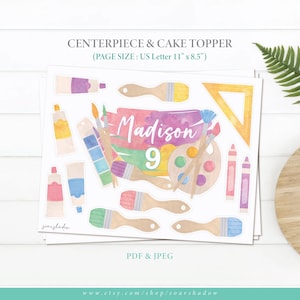 Art Party Cake Centerpiece, Painting Party Cake Topper, Art Printable ...