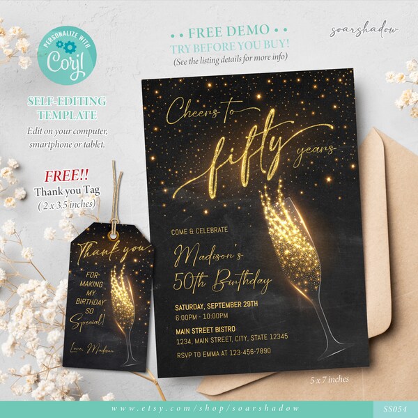 Champagne Invitation - Etsy